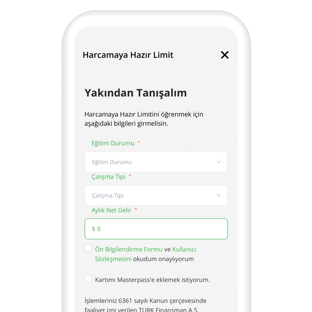 Harcamaya Hazır Limit | Hopi